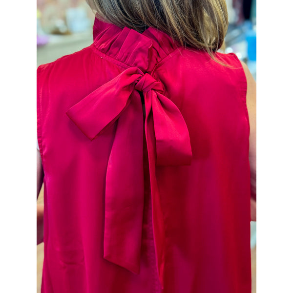 Chelsea Mini Dress With Back Tie - Red – Bless Your Heart Boutique