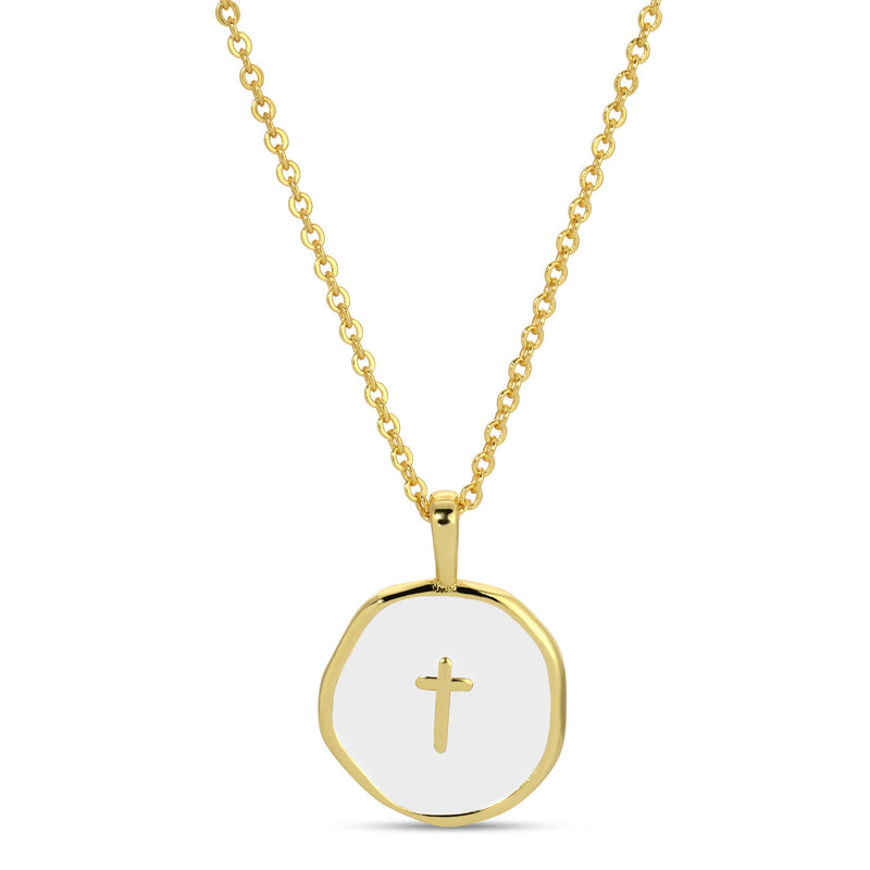 Tiny Cross Pendant Necklace - White – Bless Your Heart Boutique