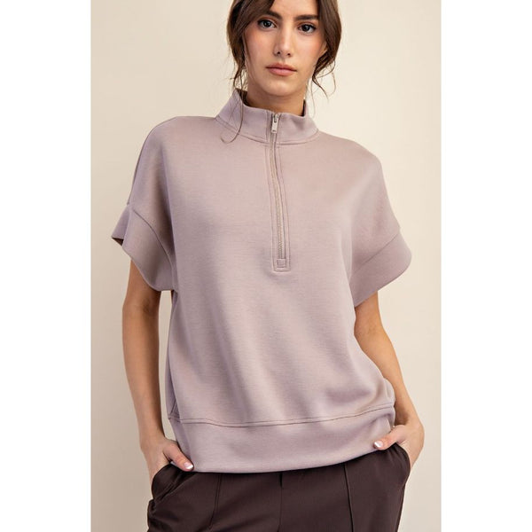 Sammi Modal Scuba Quarter Zip Top - Light Mocha – Bless Your Heart Boutique